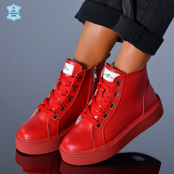 Ghete Dama Piele Naturala Alexia Rosii- Need 4 Shoes