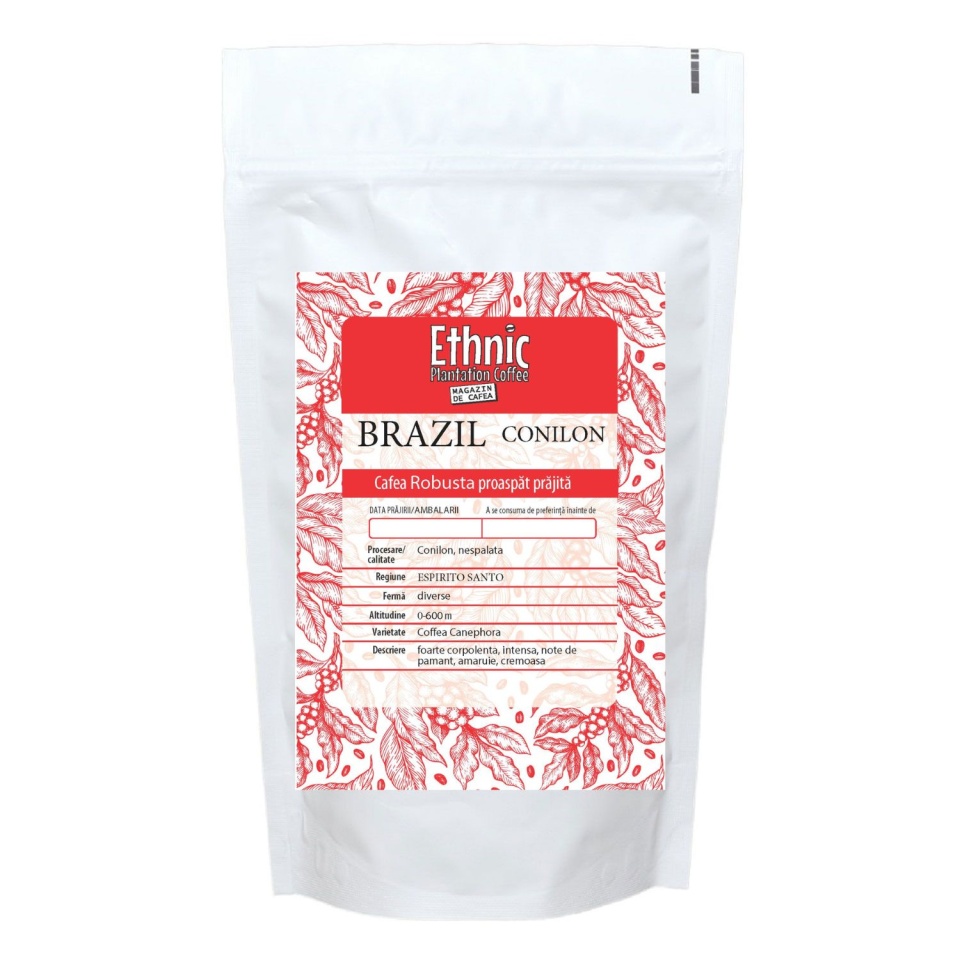 Cafea Brazil Conilon (Robusta) prajita boabe, 250g PLIC