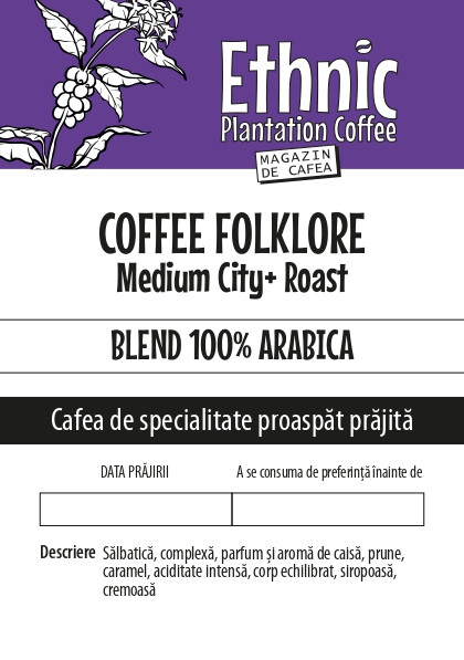 Cafea boabe COFFEE FOLKLORE 100% Arabica blend Medium City Roast 500g plic
