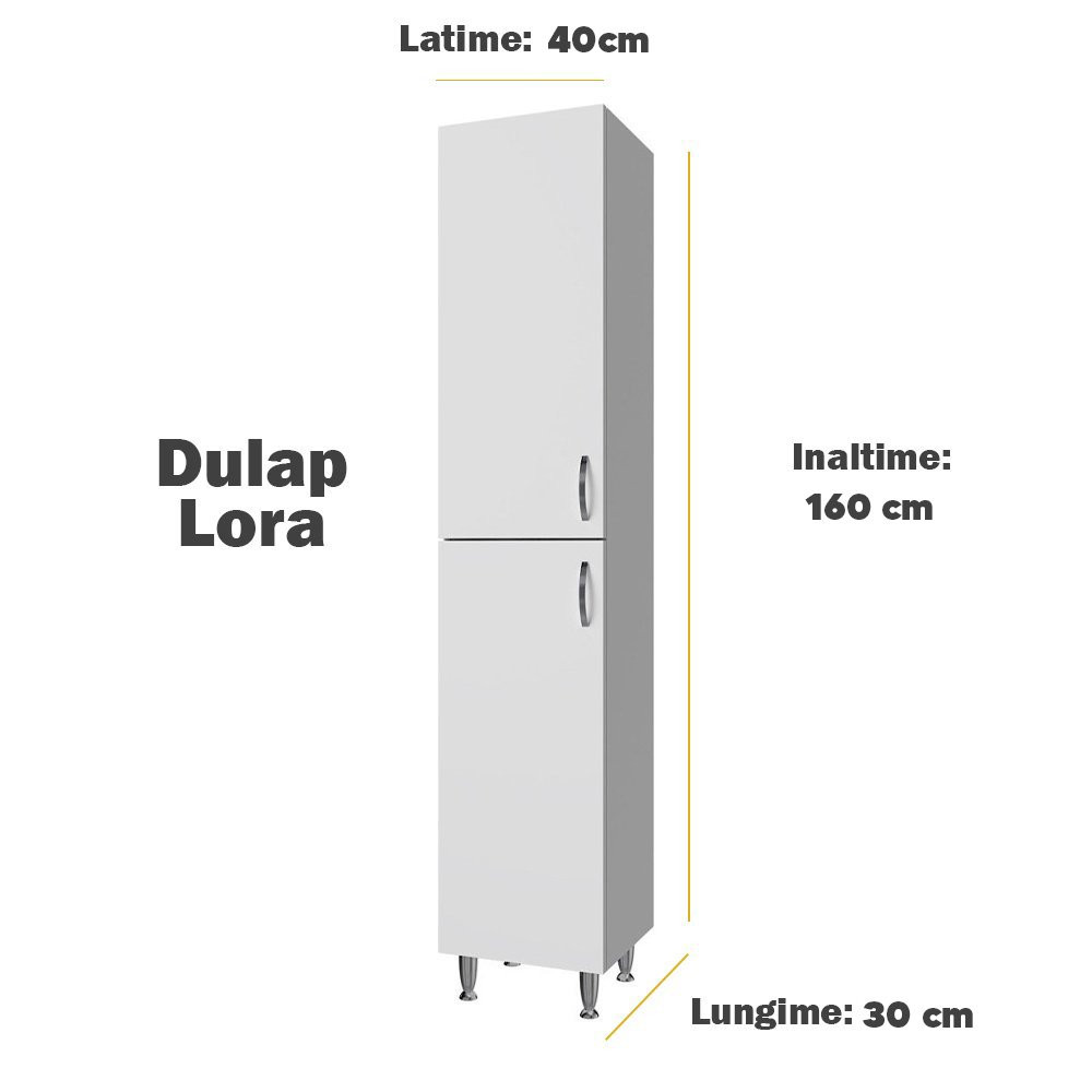 Dulap de baie multifunctional Lora, alb lucios cu odorizant de camera ...