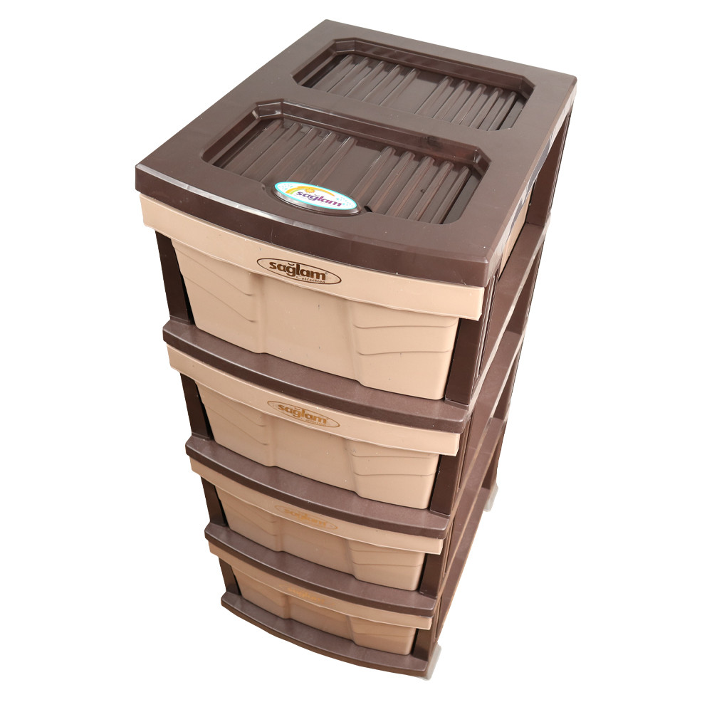 Dulap plastic universal pentru depozitare, cu 4 sertare, model Elegant crem