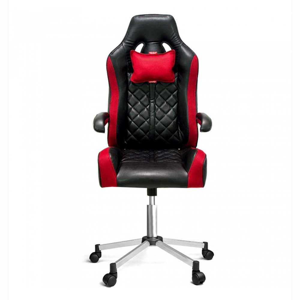 Scaun gaming cu perna pentru gat Boss, rotativ, piele ecologica, negru ...