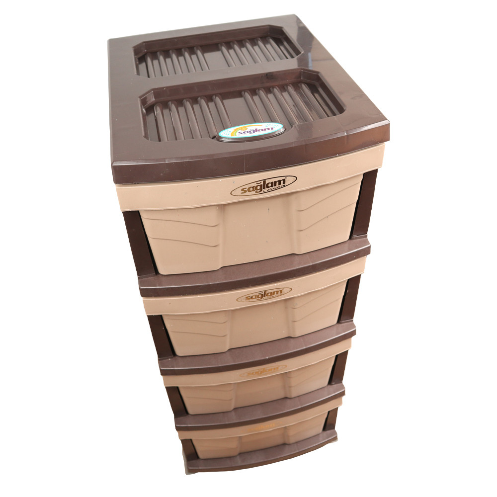 Dulap plastic universal pentru depozitare, cu 4 sertare, model Elegant crem