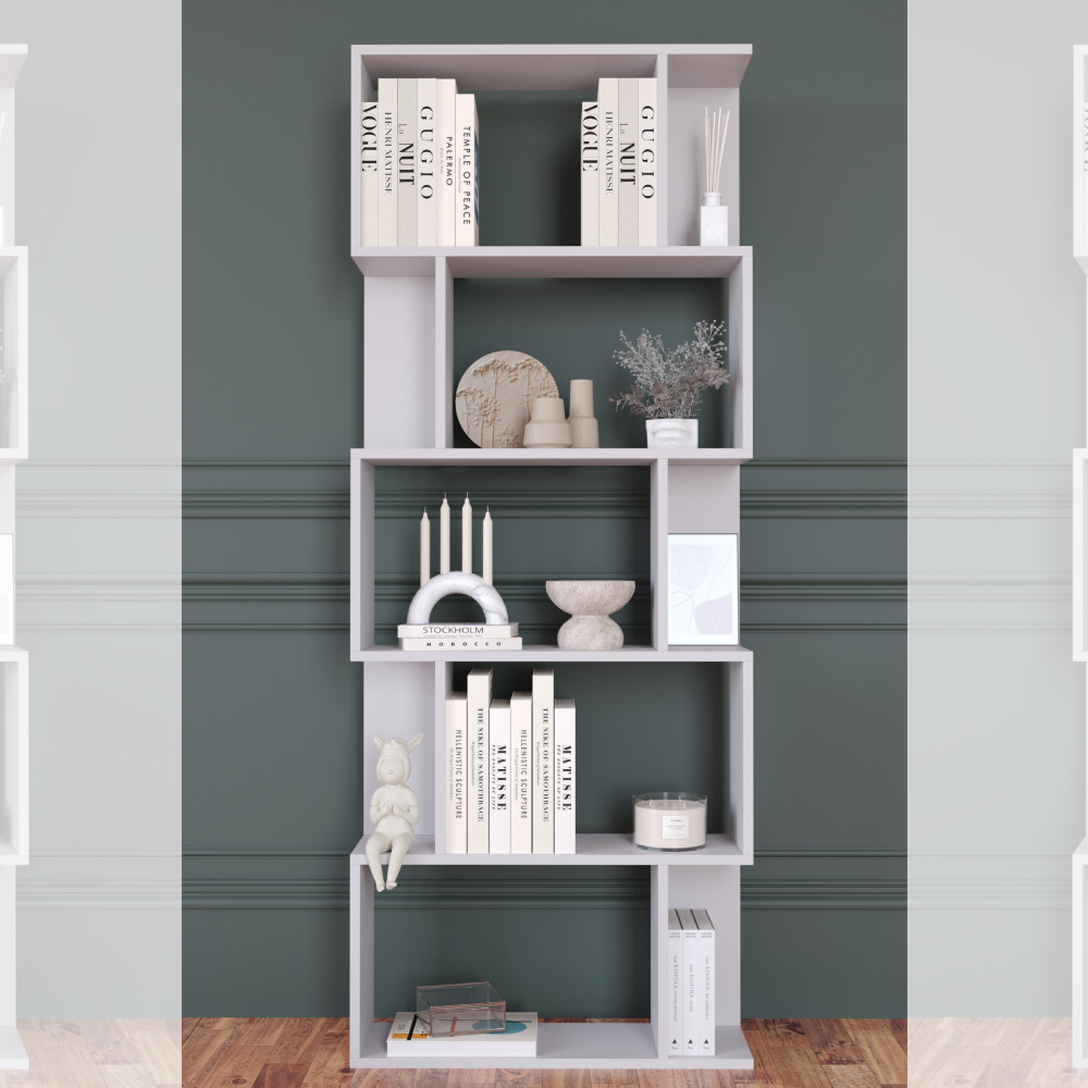 Biblioteca cu 5 rafturi, alb, Silva