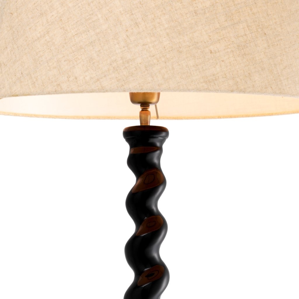 Lampa de podea LUX, Lemn, Tesatura, Negru, Massimo - Universul-luminii.ro