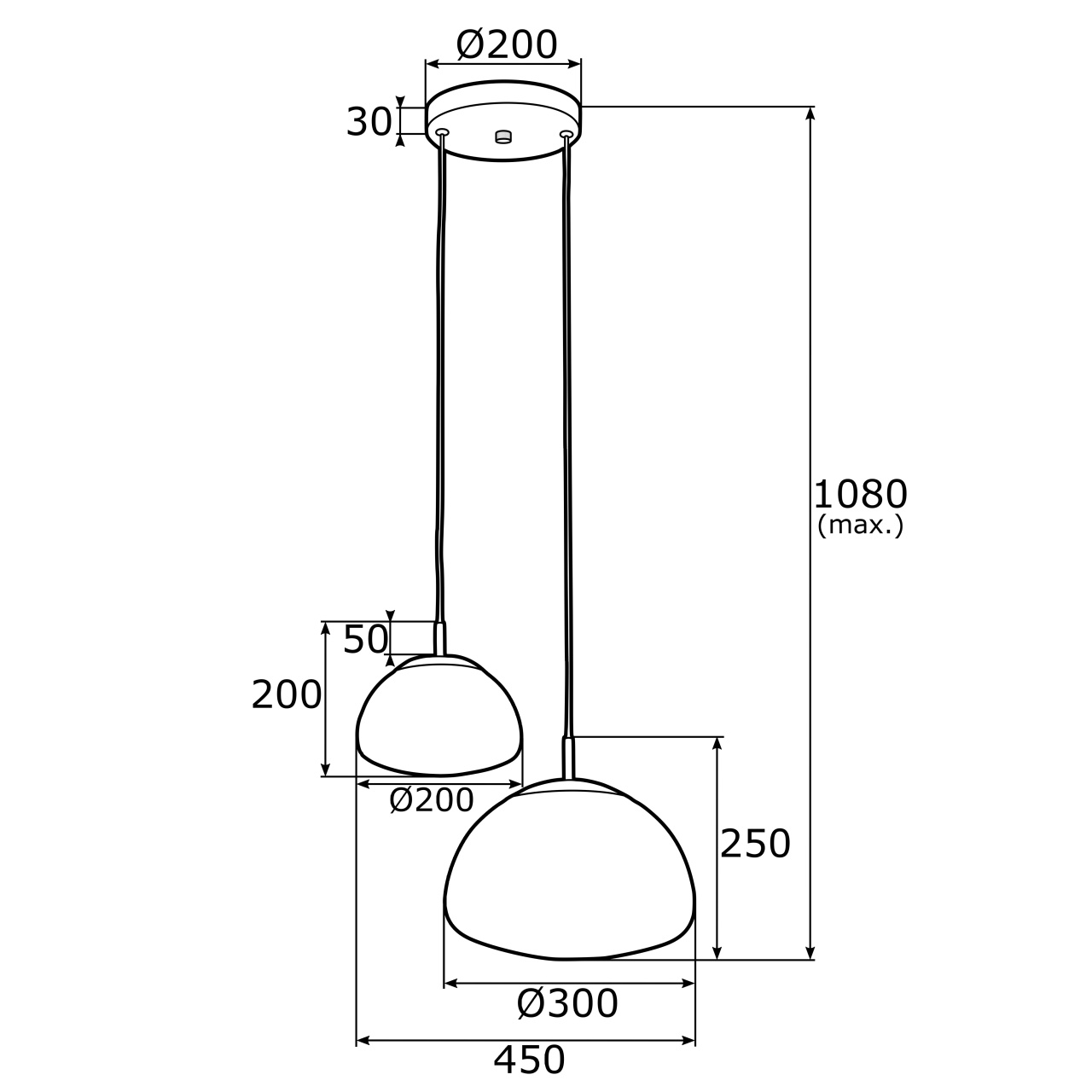 Lustra cu 2 Pendule design modern TRINI | universul-luminii.ro