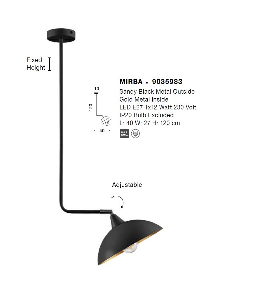 Lustra/Pendul design modern MIRBA negru | universul-luminii.ro