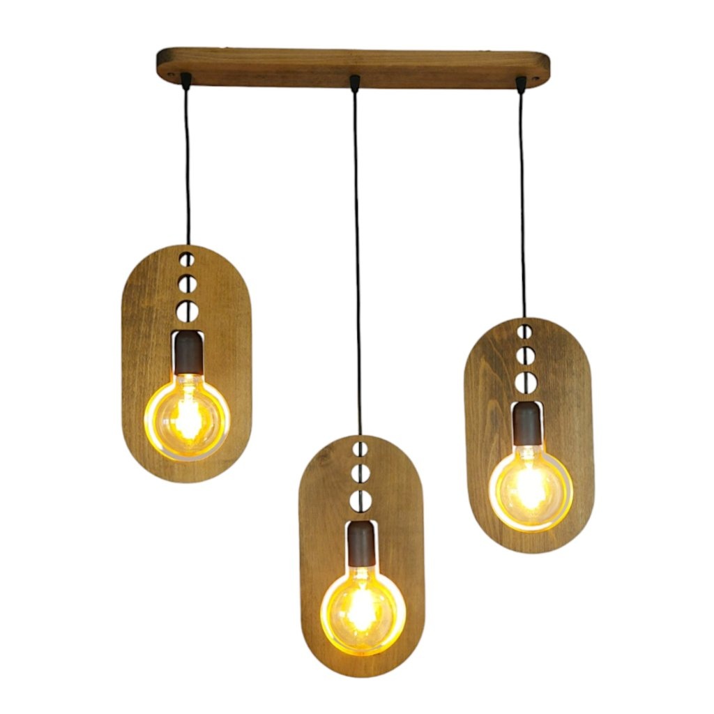 Lustra rustica fabricata manual din lemn MELISSA 3L | universul-luminii.ro