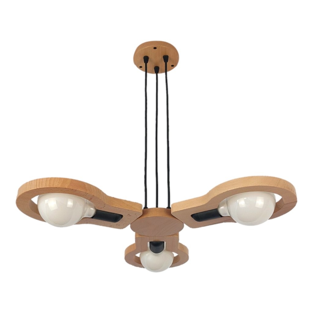 Lustra rustica fabricata manual din lemn YOKO 3L | universul-luminii.ro