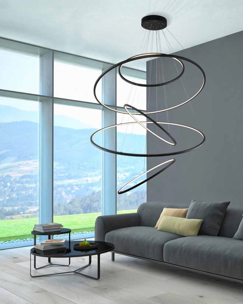 Lustra LED XXL dimabila design modern casa scarii Wheel neagra ZZ ...