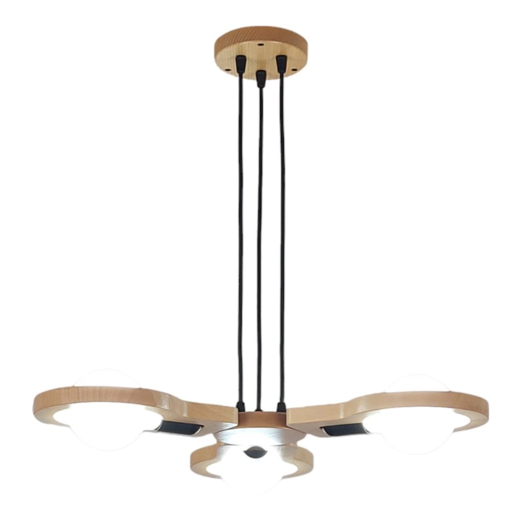 Lustra rustica fabricata manual din lemn YOKO 3L | universul-luminii.ro