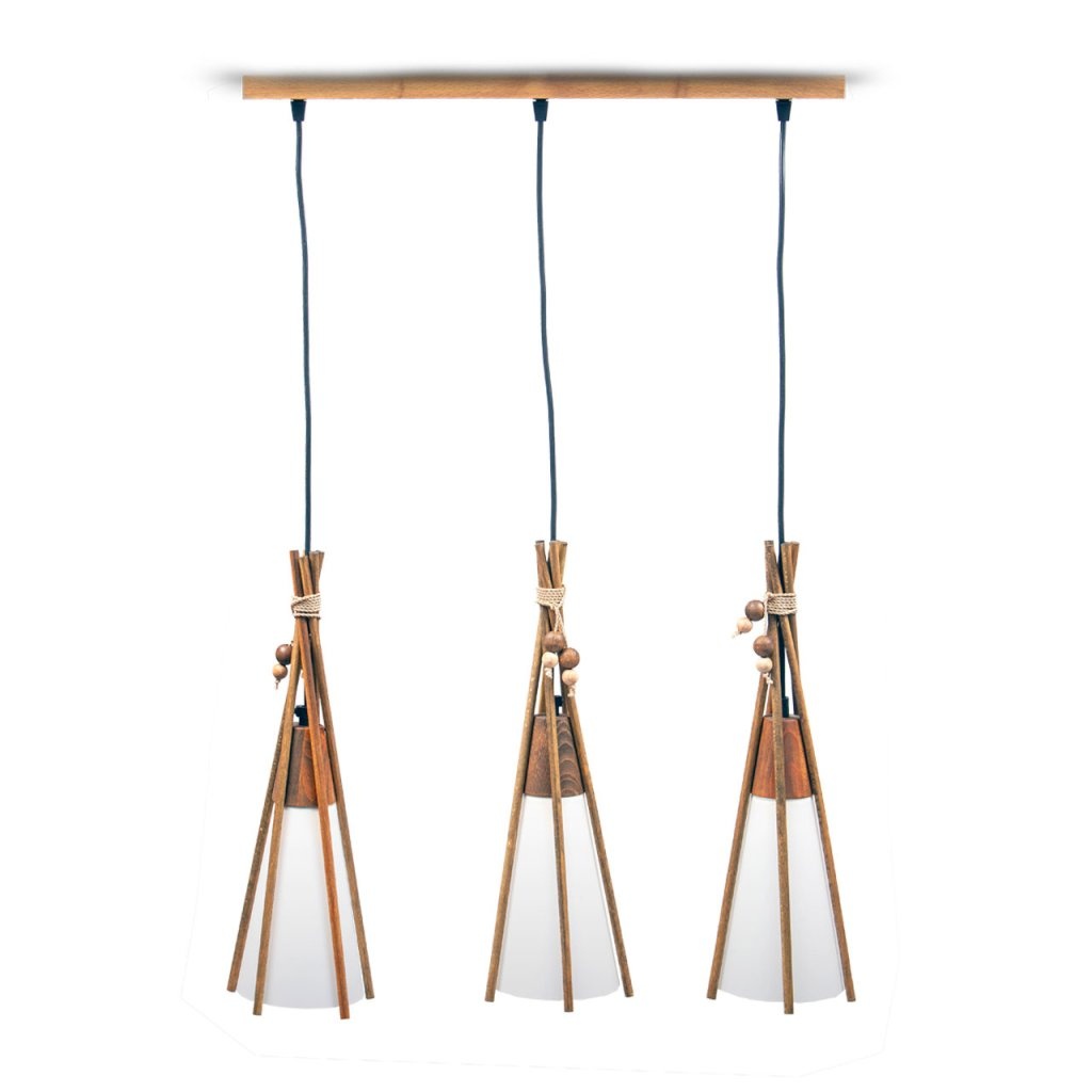 Lustra rustica fabricata manual din lemn MEXICANA 3L |Universul-luminii.ro