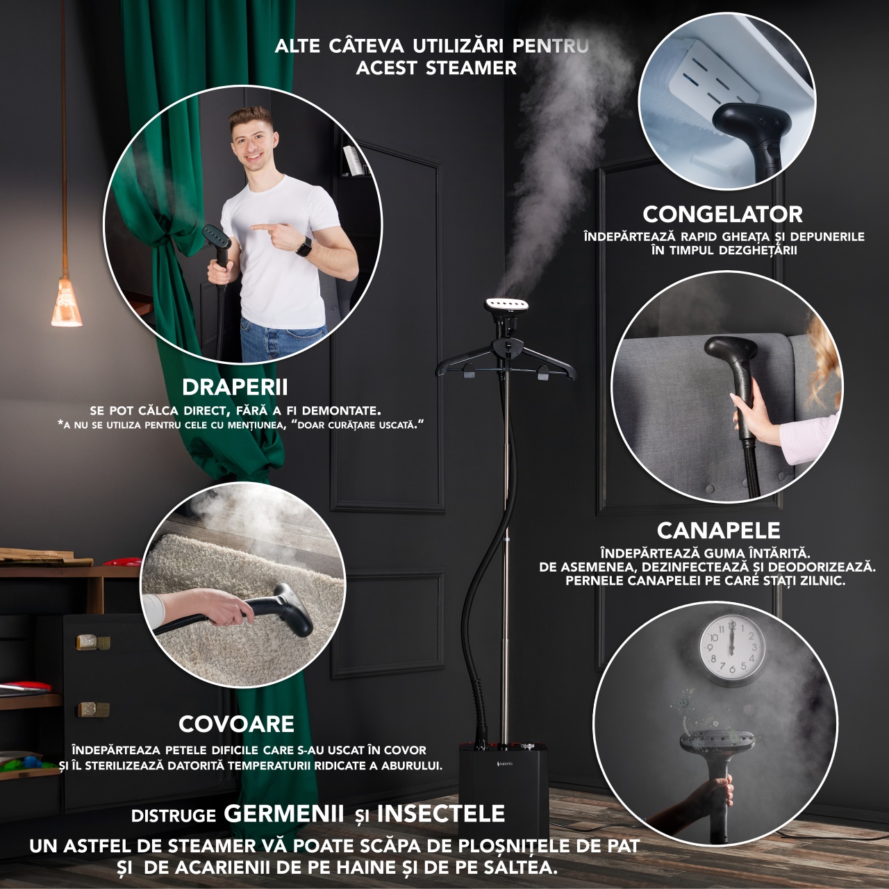 Fier de Calcat Vertical cu Aburi cu 3 Trepte de Putere - Calcare Fara ...