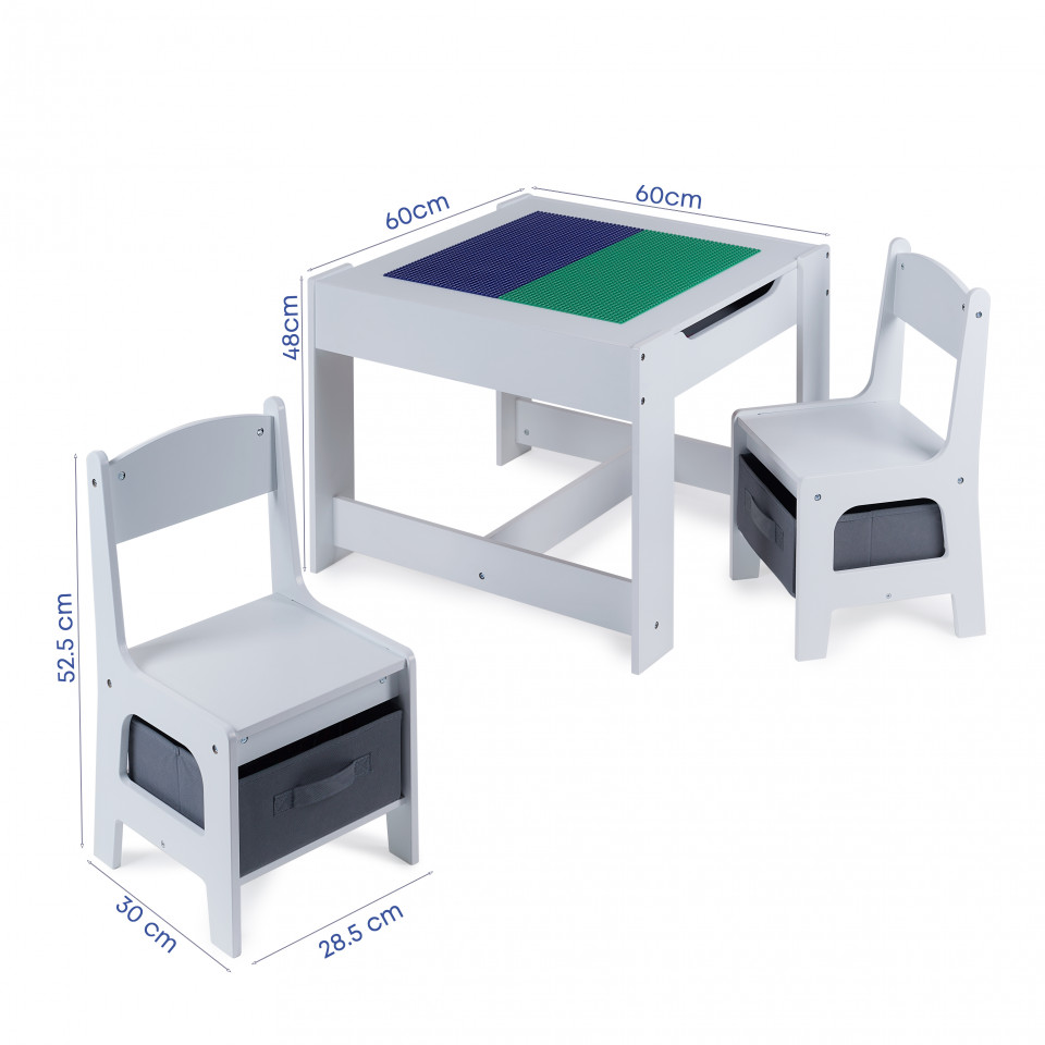 Masa cu scaune copii cu tablă compatibilă LEGO – Multifuncțională și ...