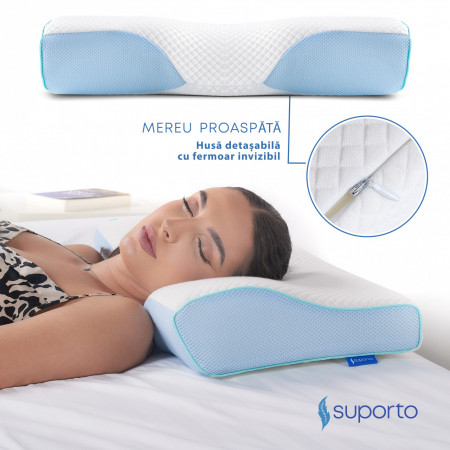 Perna de dormit anatomica si ortopedica cu suport cervical, din spuma ...