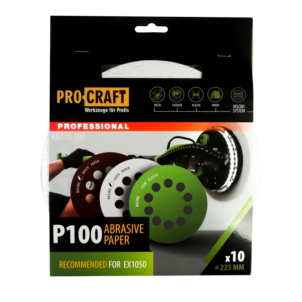 Disc abraziv pentru slefuitor cu excentric KB225.100 PROCRAFT (Set 10 ...
