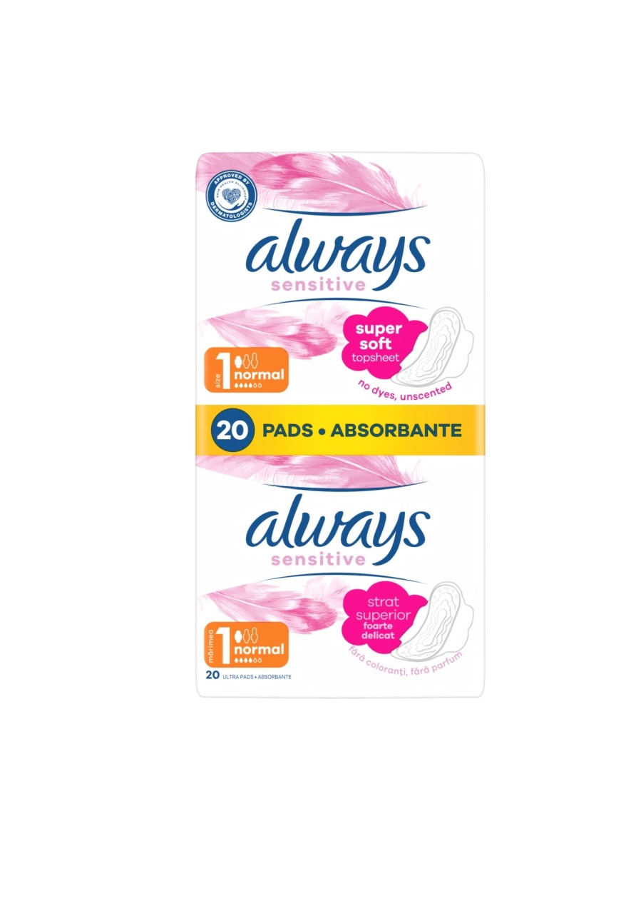 Absorbante Always Sensitive Super Soft Normal Mărimea 1, 20 buc