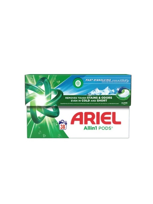 Ariel Alpine 38 capsule – detergent eficient chiar și în apă rece