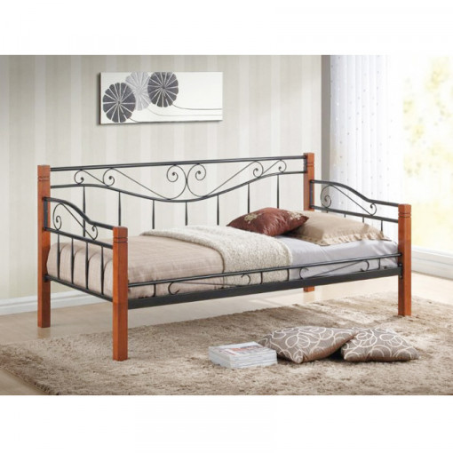 Pat divan metalic Kenia negru cires - 90x200 cm - Homewish.ro