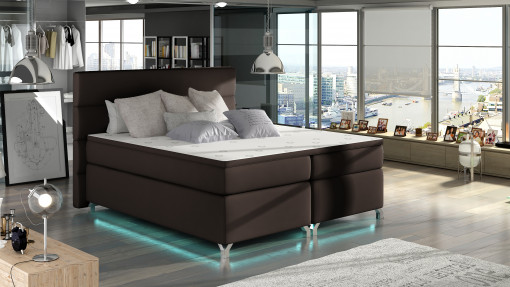 Pat boxspring Amadeo LED 160x200 cm Soft 66 - Homewish.ro
