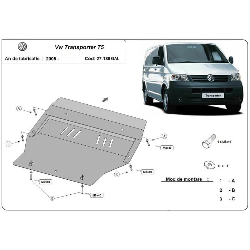 Scut auto metalic galvanizat Volkswagen Transporter T5 T6