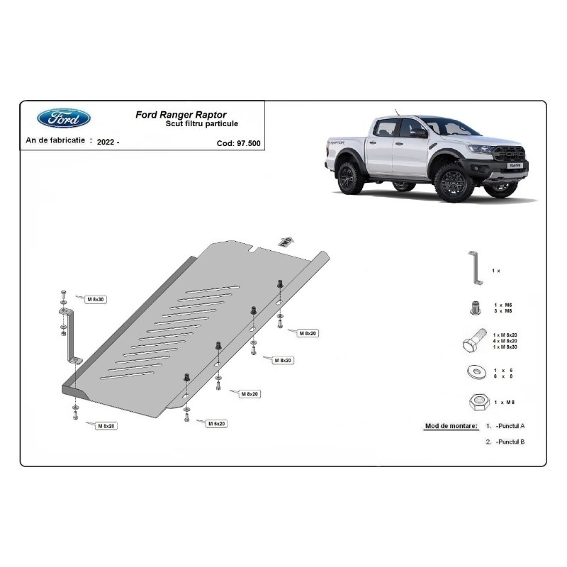 Scut filtru particule Ford Ranger Raptor 2020-2022
