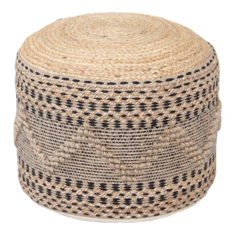 Табуретка Bangku Boho pouffe, Pako World, юта-памук, естествена, 45x30 cm