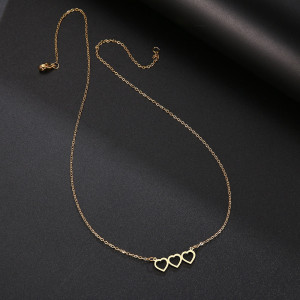 Lantisor Inox Auriu Trei Inimi - N421