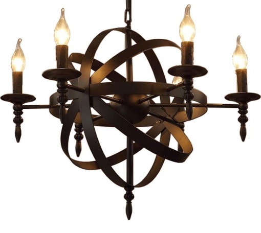 CANDELABRU CU 6 BECURI APP256-6C, 66x48 cm, NEGRU, DIN METAL, STIL ...