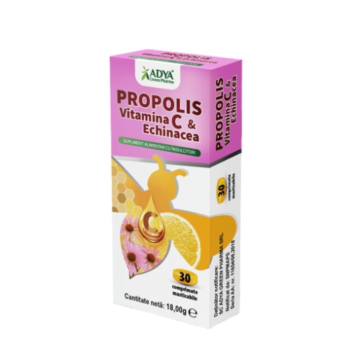 Propolis & Vitamina C & Echinacea 100 mg x 30 comprimate, Adya Green Pharma