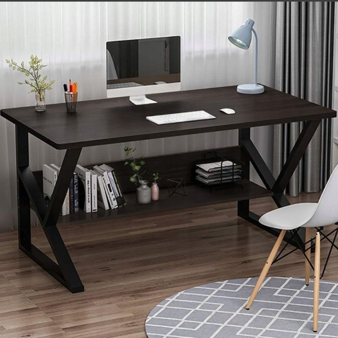 Birou de calculator, cu raft, Ecarla, 80 x 40 cm, wenge