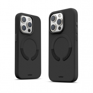 Husa iPhone 15 Pro Clip-On Vegan Leather, Compatibila MagSafe, Black ...