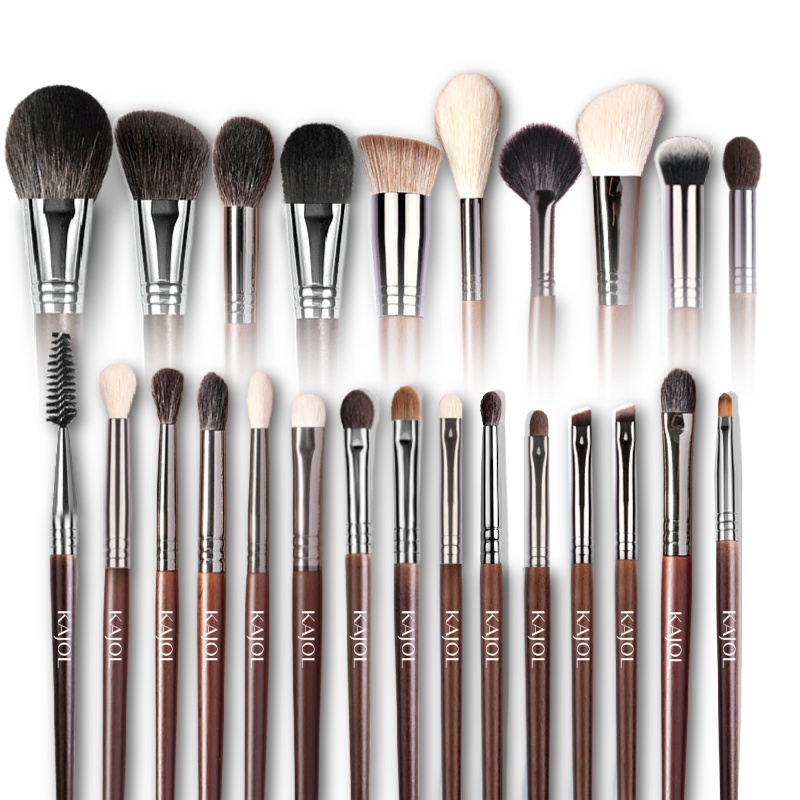 Set profesional 25 de pensule pentru machiaj din par natural/fibra ...