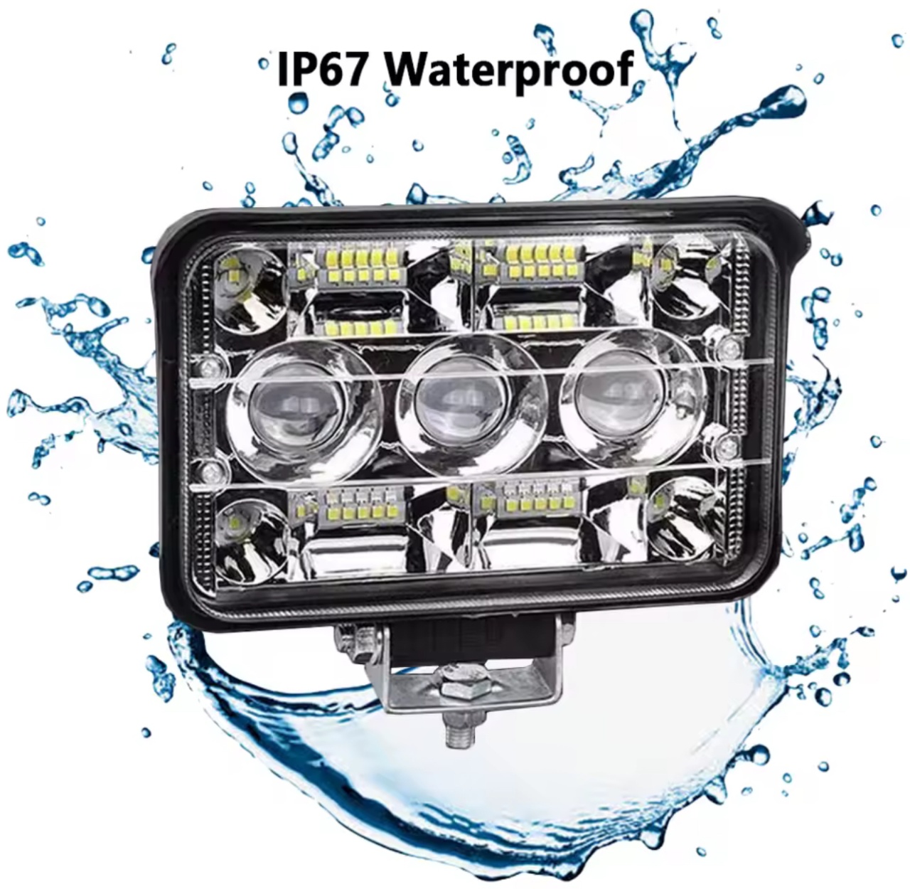 Proiector led cu 3 lupe, 2 faze 156w ,12v-24v, lumina alba 6000k