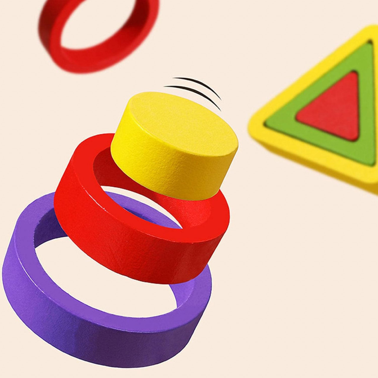 Puzzle incastru din lemn, Invatam forme si culori, Curcubeu