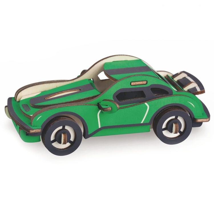 Set de construit din lemn, macheta, copii si adulti, 43 piese, Masina ...