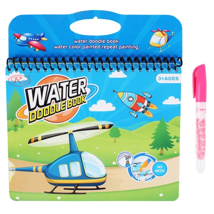 Carte de colorat cu apa si pix magic, reutilzabila, Vehicule