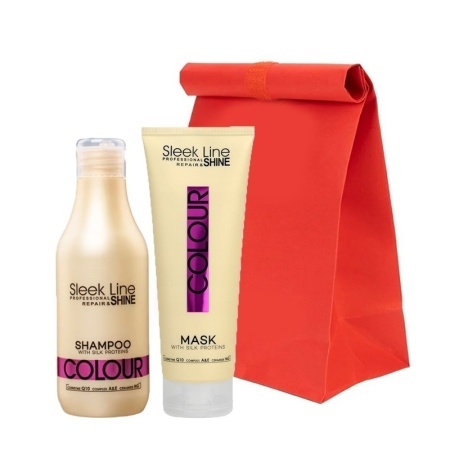 Set Sleek Line Colour – Sampon, 300 ml si masca cu proteine din matase ...