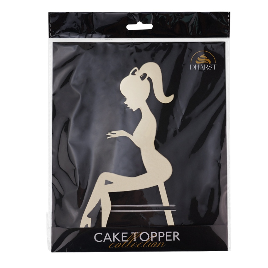 Cake Topper „Sitting Lady” – Siluetă printesa cu picioruș – 15 x 20 cm ...