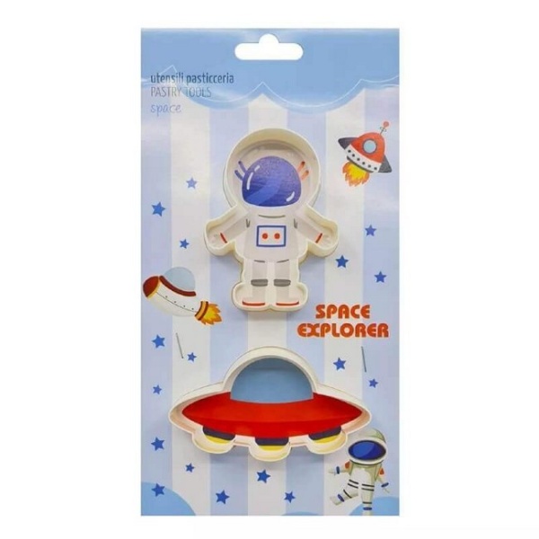 Set 2 decupatoare din plastic - Astronaut si nava spatiala