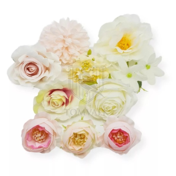 Set 10 flori pentru decor - alb si roz deschis - T090440