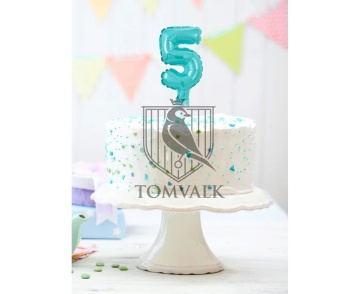 Topper tort balon cifra 5 Albastru