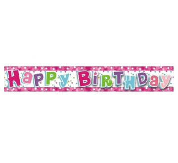 Banner "Happy Birthday " roz - 1,8 m