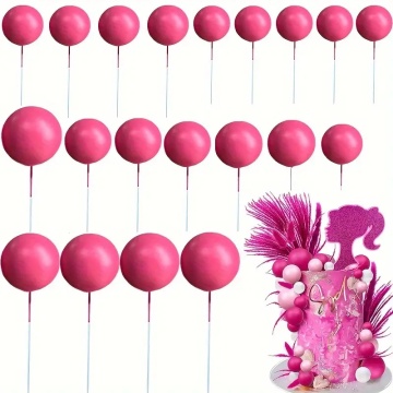 Set 19 sfere plastic pentru ornat torturi - Rosu trandafir – Cumpără ...