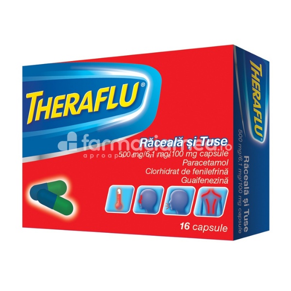 Theraflu Raceala si Tuse 500mg/6,1mg/100mg x 16cps GSK
