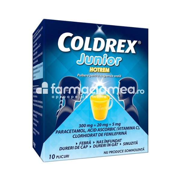 Coldrex Junior Hotrem 300mg+20mg+5mg pulb pt susp orala x 10plic Perrigo