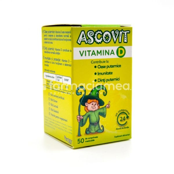 Ascovit Vitamina D, 50 comprimate masticabile, Perrigo