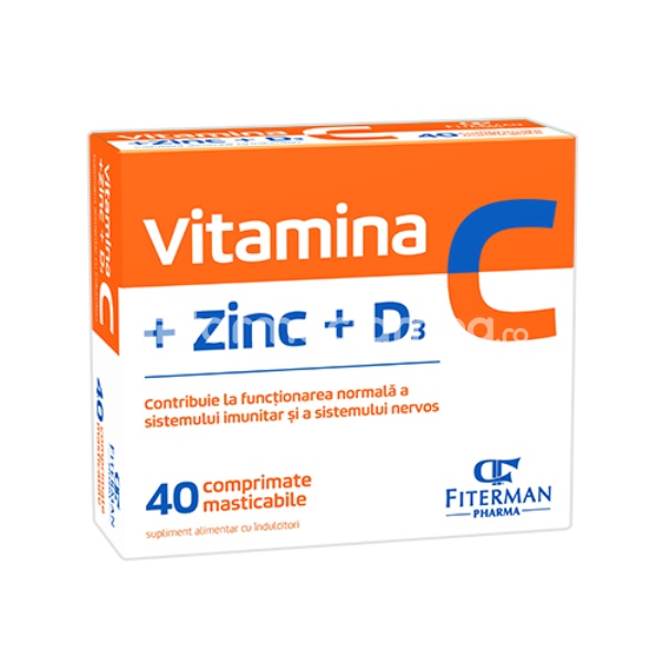 Vitamina C 200mg+Zinc 2mg+vit D3 400UI x 40cpr mast Fiterman