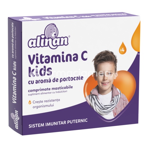 Alinan Vitamina C Kids portocale, 20 comprimate masticabile, Fiterman ...