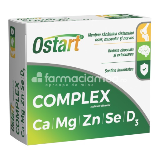 Ostart Complex Calciu, Magneziu, Zinc, Selniu,Vitamina D3, 20 de ...
